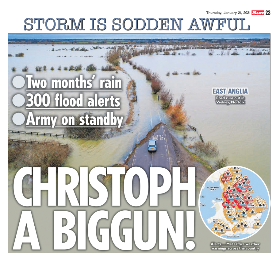 Storm Christoph Brings Flooding To The UK